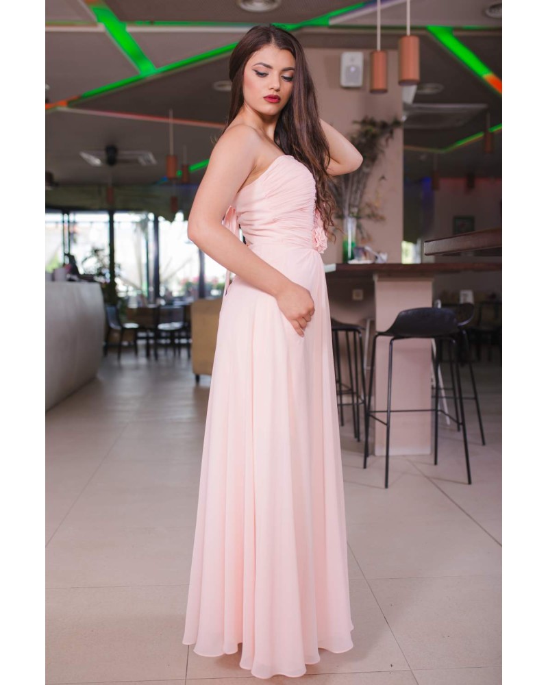 ROCHIE LUNGA VOAL ROZ PUDRA PENTRU DOMNISOARA DE ONOARE